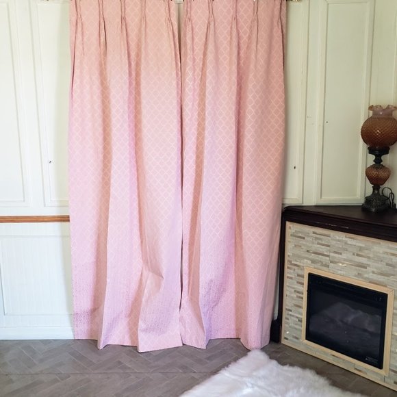 Vintage | Accents | Vintage Drapes Pinch Pleat Pink Curtains 5w X 82l ...